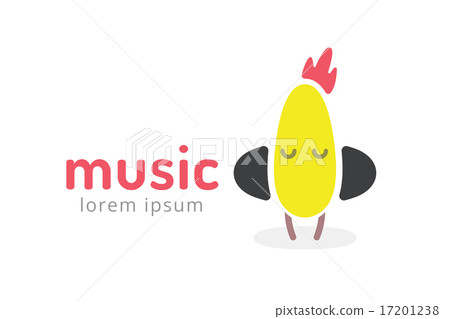 Cute chick silhouette logo icon. Chicken music... - Stock Illustration ...