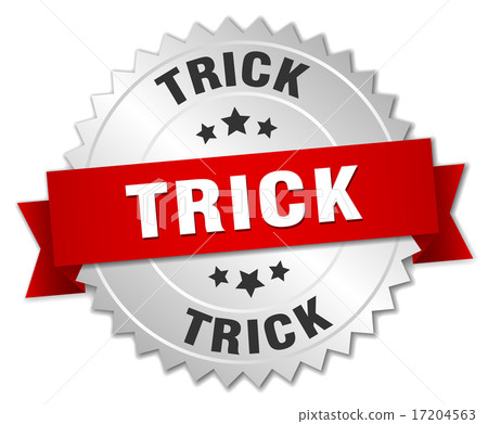 trick 3d silver badge with red ribbon - Stock Illustration [17204563 ...