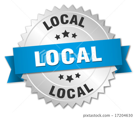 local 3d silver badge with blue ribbon - Stock Illustration [17204630 ...