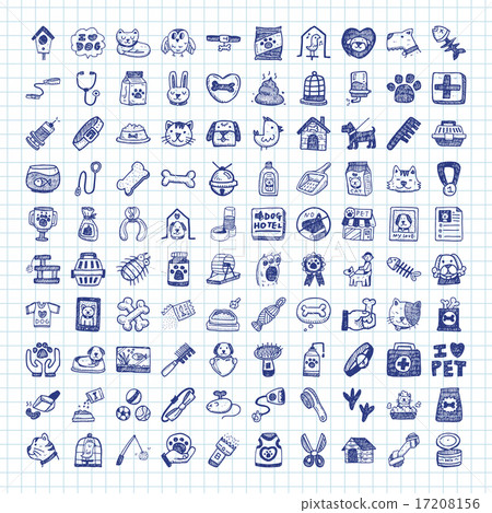 doodle pet icons-插圖素材 [17208156] - PIXTA圖庫