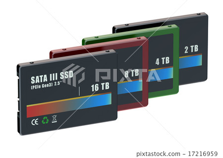Set of colored TB solid state drives (SSD) - Stock Illustration ...