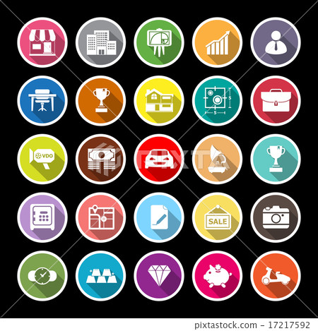 Asset and property flat icons with long shadow - Stock Illustration ...