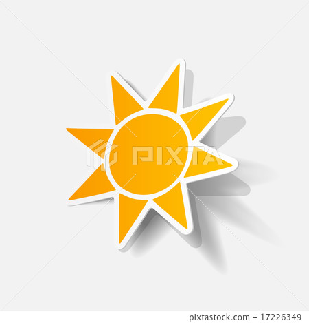 Realistic paper sticker: sun - Stock Illustration [17226349] - PIXTA