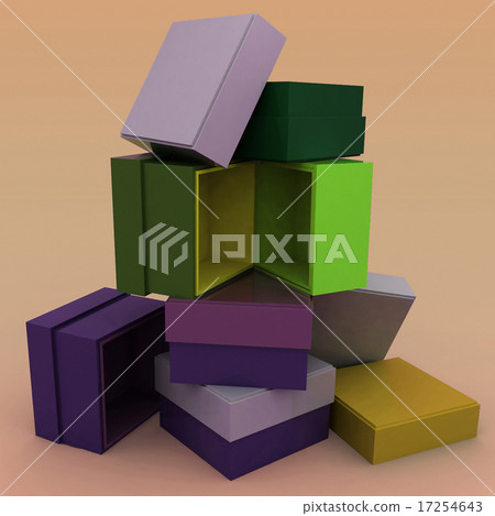 3D empty boxes with cover for gifts-插圖素材 [17254643] - PIXTA圖庫