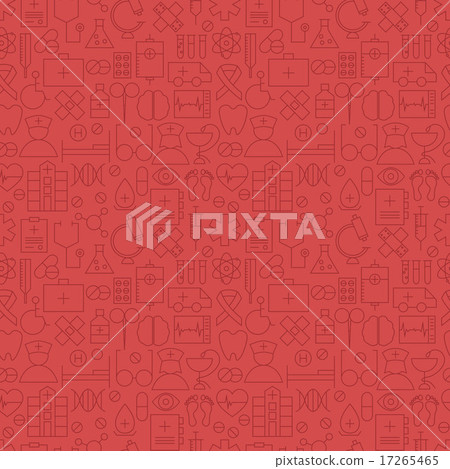 Thin Medical Line Health Care Red Seamless Pattern - Stock Illustration ...
