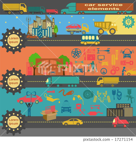 Set of auto repair service elements - Stock Illustration [17271154] - PIXTA