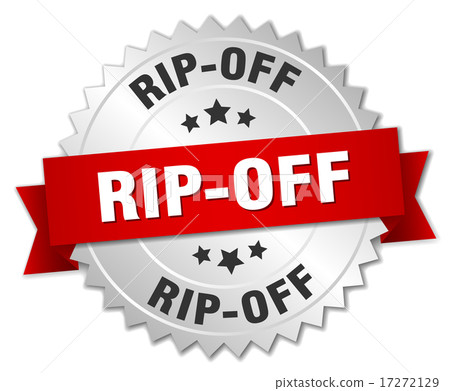 rip-off 3d silver badge with red ribbon - Stock Illustration [17272129 ...