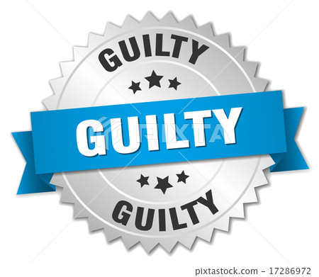 guilty 3d silver badge with blue ribbon - Stock Illustration [17286972 ...