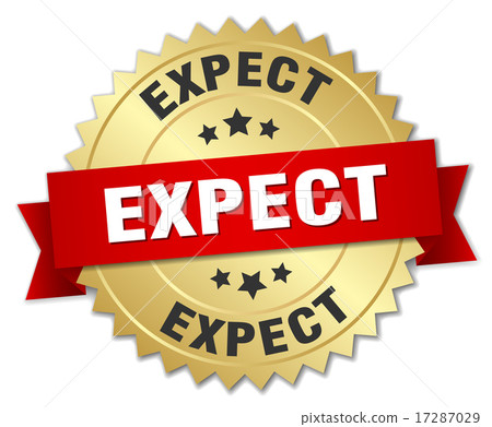 expect 3d gold badge with red ribbon - Stock Illustration [17287029 ...