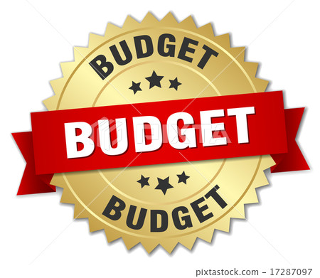 budget 3d gold badge with red ribbon - Stock Illustration [17287097 ...
