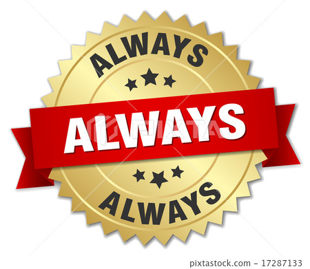 always 3d gold badge with red ribbon - Stock Illustration [17287133 ...