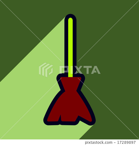 Flat with shadow Icon broom bright background - Stock Illustration ...