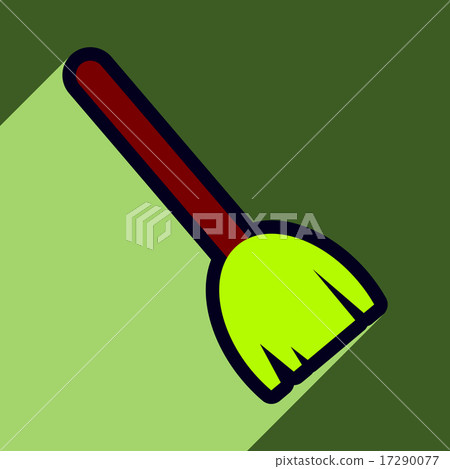 Flat with shadow Icon broom on bright background - Stock Illustration ...