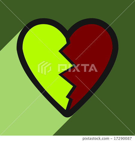 Flat with shadow Icon Heart broken pieces on... - Stock Illustration ...