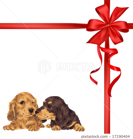 Cute dog and ribbon - Stock Illustration [17290404] - PIXTA