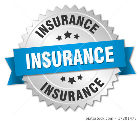 insurance 3d silver badge with blue ribbon-插圖素材 [17291475] - PIXTA圖庫