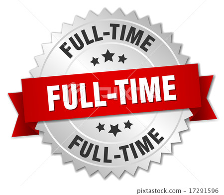 full-time 3d silver badge with red ribbon-插圖素材 [17291596] - PIXTA圖庫