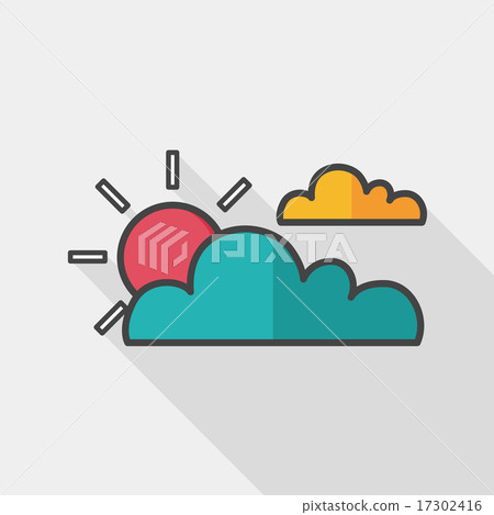 Sun and Cloud flat icon with long shadow,eps10 - Stock Illustration ...