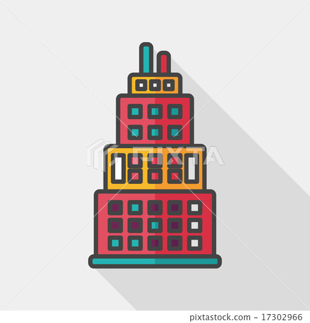 Commercial Building flat icon with long... - Stock Illustration ...
