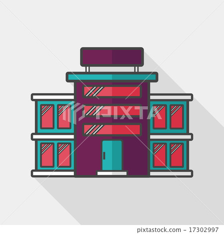 Commercial Building flat icon with long... - Stock Illustration ...
