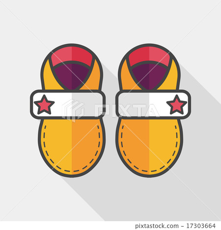 baby booties flat icon with long shadow - Stock Illustration [17303664 ...