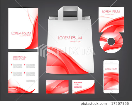 Vector abstract identity set. red wavy theme... - Stock Illustration ...