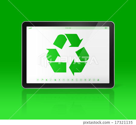 Digital tablet PC with recycling symbol on screen. - Stock Illustration ...