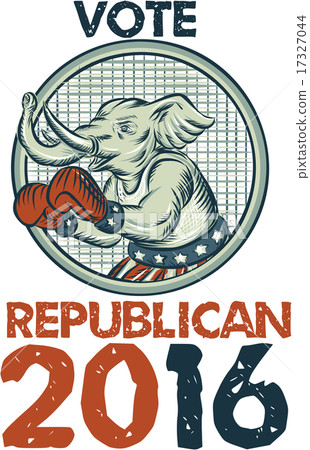 Vote Republican 2016 Elephant Boxer Etching - Stock Illustration ...