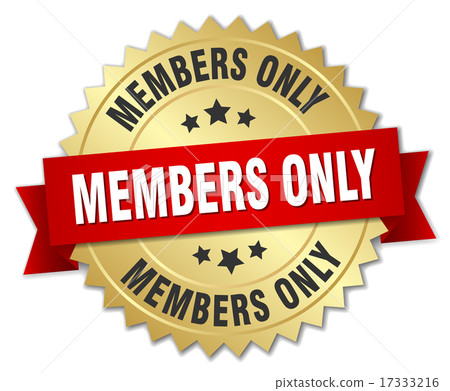 members only 3d gold badge with red ribbon - Stock Illustration ...