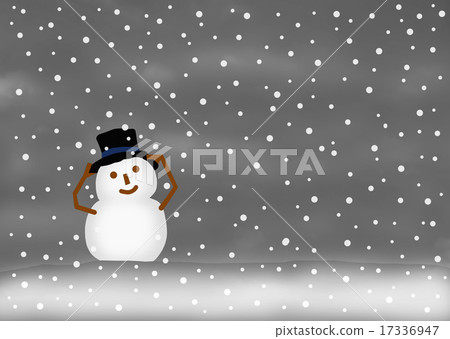 Snow falls on a snowman - Stock Illustration [17336947] - PIXTA