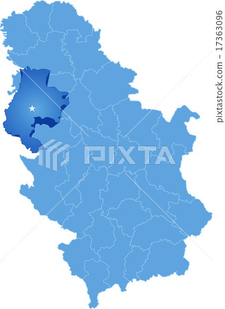 Map of Serbia, Subdivision Macva District - Stock Illustration ...