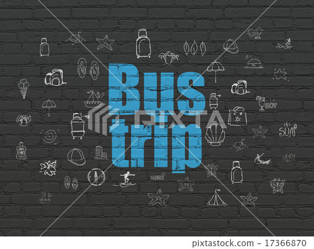 Tourism concept: Bus Trip on wall background - Stock Illustration ...