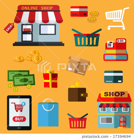Shopping and retail flat icons - Stock Illustration [17394694] - PIXTA