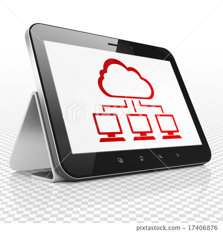 Cloud computing concept: Tablet Computer with... - Stock Illustration ...