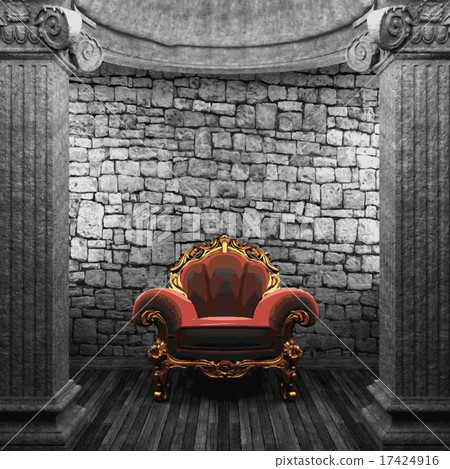 vector stone columns and chair - Stock Illustration [17424916] - PIXTA