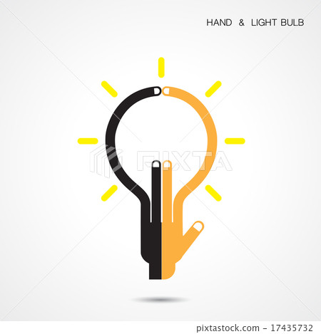 Creative light bulb and hand icon logo design - Stock Illustration ...