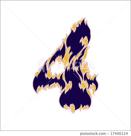 fiery font blue number 4 on a white background - Stock Illustration ...
