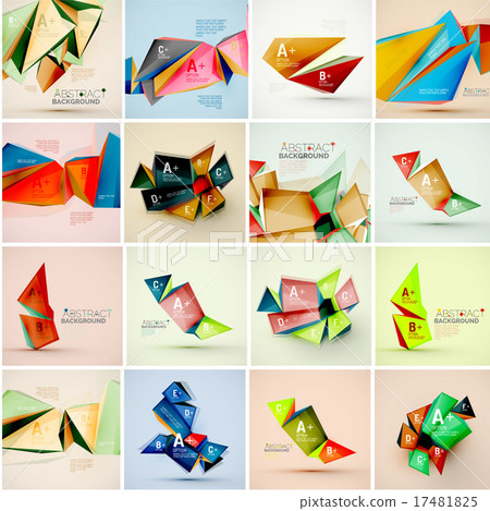 Set of triangle geometric 3d forms. Modern info - Stock Illustration ...