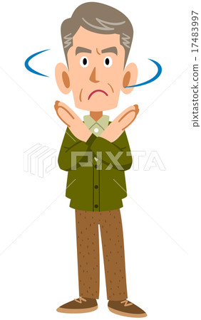 An old man showing a refusing gesture - Stock Illustration [17483997 ...