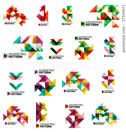 Set of color triangles geometric pattern elements - Stock Illustration ...