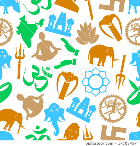 hinduism religions vector seamless color pattern - Stock Illustration ...