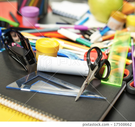 Desk covered with multiple stationery - Stock Photo [17508662] - PIXTA