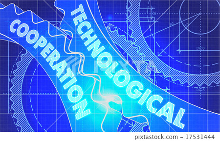 Technological Cooperation Concept. Blueprint of - Stock Illustration ...