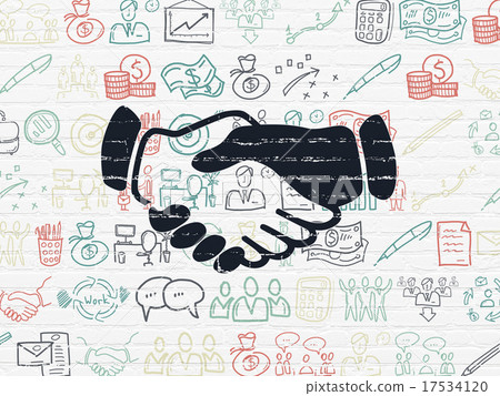 Finance concept: Handshake on wall background - Stock Illustration ...
