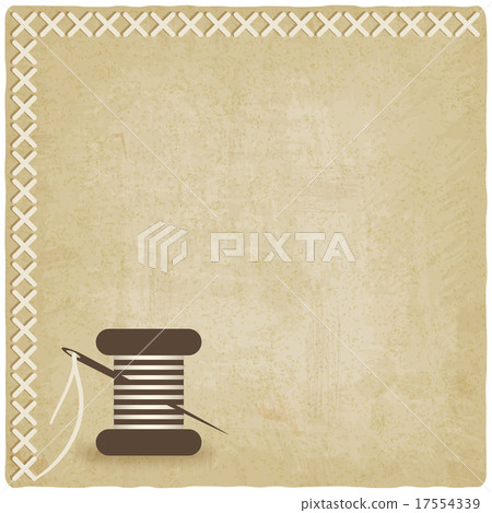 sewing background with spool of thread and needle - Stock Illustration ...