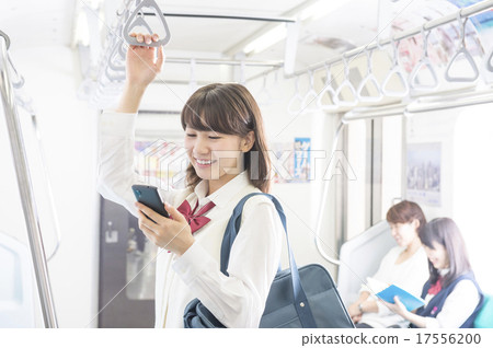 High school student going to school by train - Stock Photo [17556200 ...