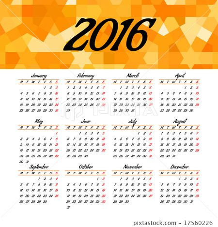 Calendar 2016 template design - Stock Illustration [17560226] - PIXTA