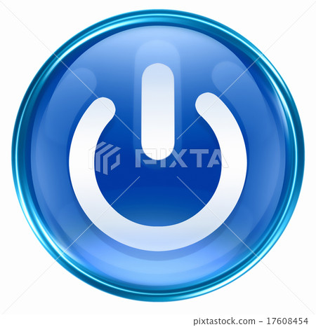 power button blue, isolated on white background. - Stock Illustration ...
