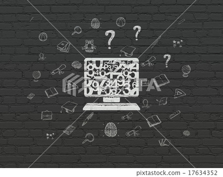Learning concept: Computer Pc on wall background - Stock Illustration ...