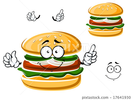 Cartoon funny hamburger with vegetables - Stock Illustration [17641930 ...